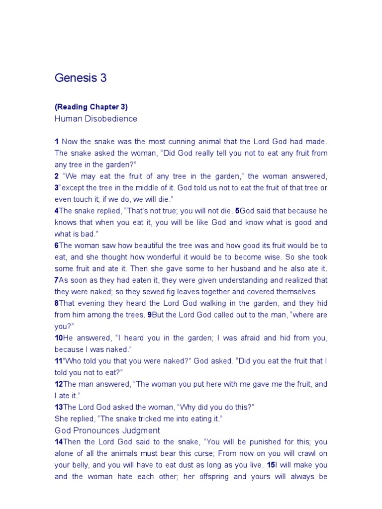 Genesis 3: Human Disobedience | PDF | Adam And Eve