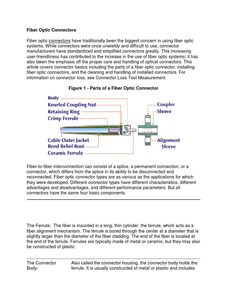 Fiber Optic Connectors | PDF | Optical Fiber | Electrical Connector