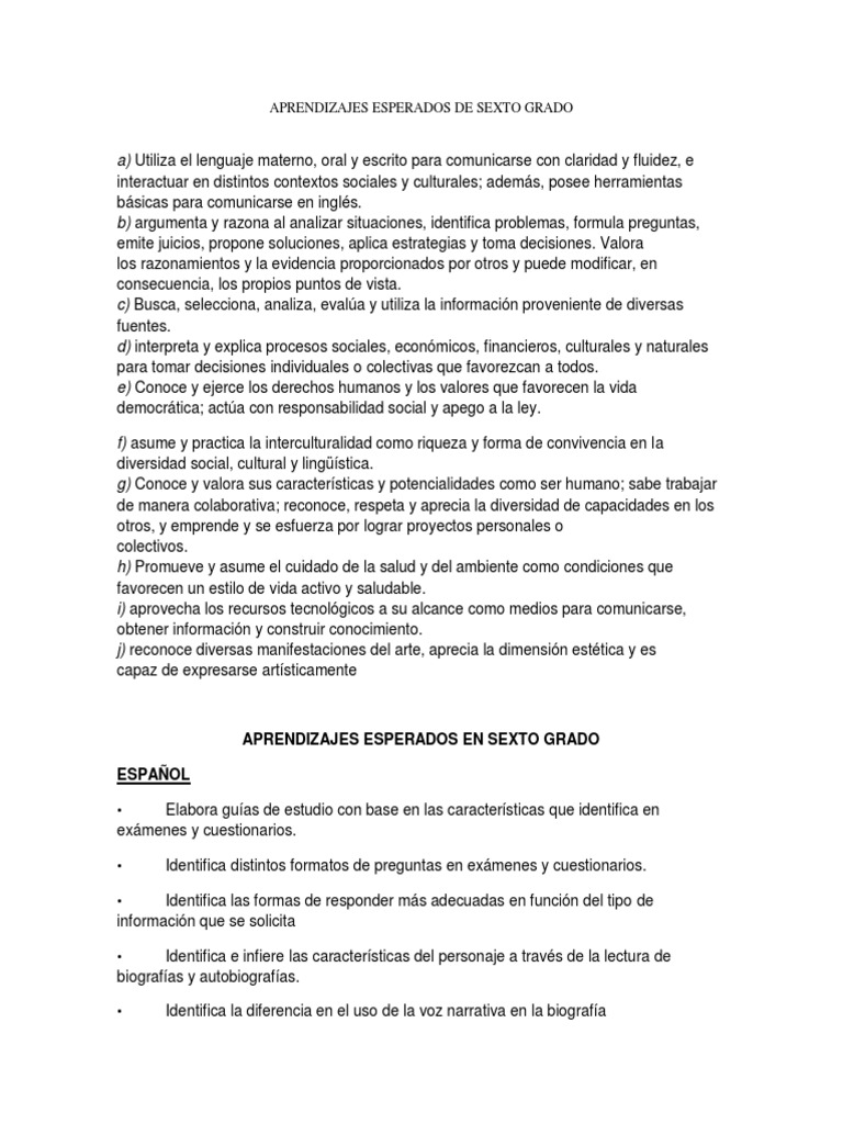 Perfil de Egreso de Educación Básica Plan 2011 Rieb Sep | PDF ...