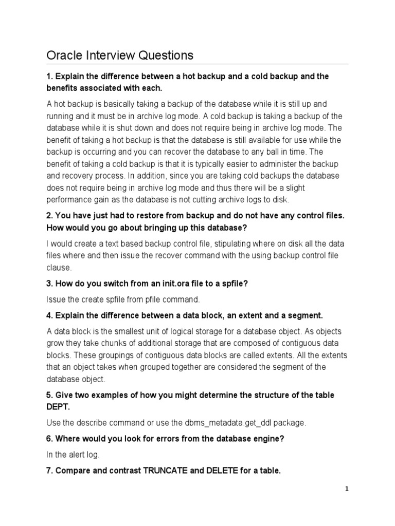 Oracle Interview Questions Pdf Plsql Parameter Computer Programming