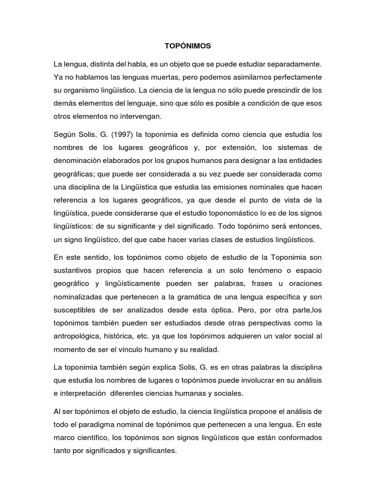 TOPÓNIMOS | PDF | Lingüística | Palabra