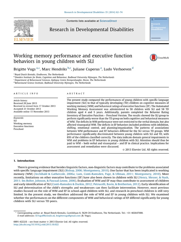 Research in Developmental Disabilities: Brigitte Vugs, Marc Hendriks ...