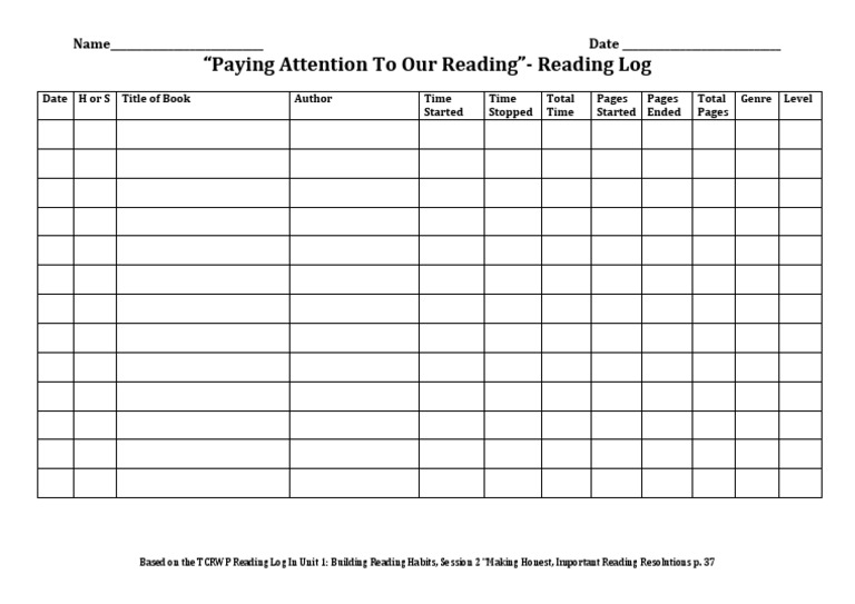 TCReading Log | PDF