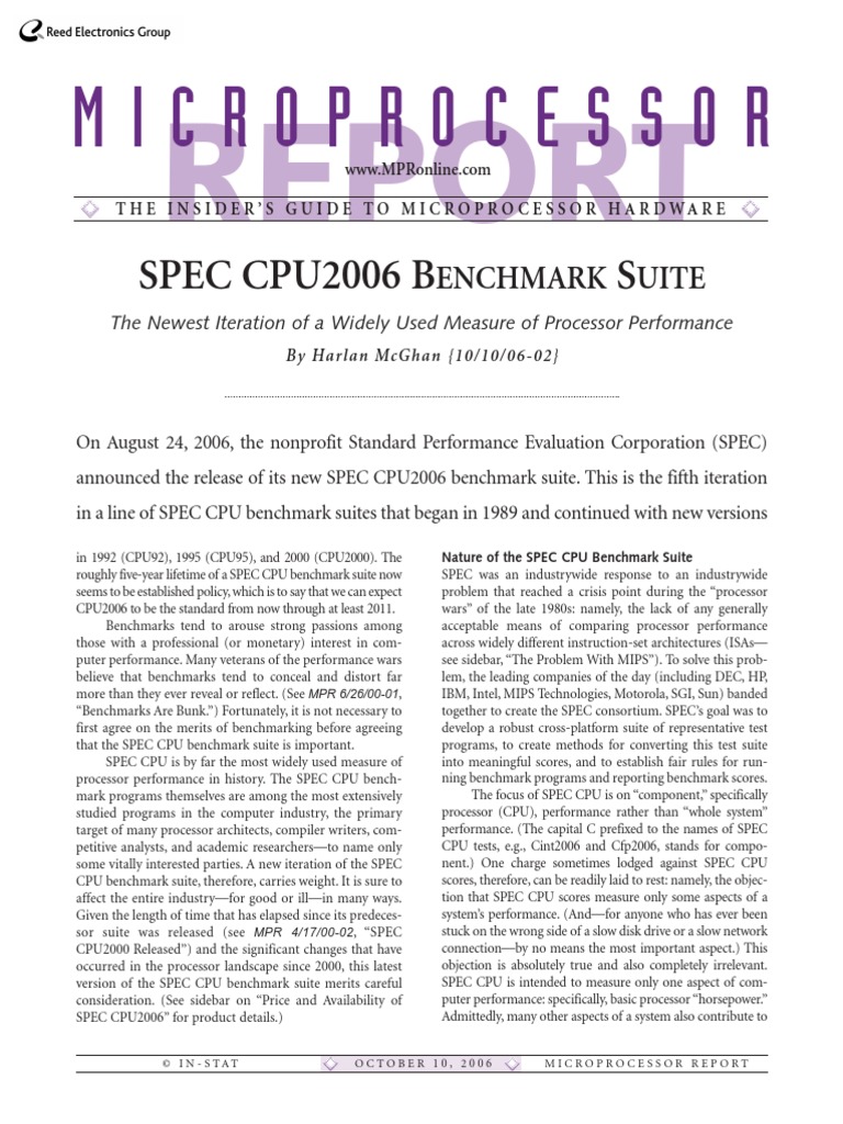 Spec Cpu 2006 | Download Free PDF | Benchmark (Computing) | Central Processing Unit