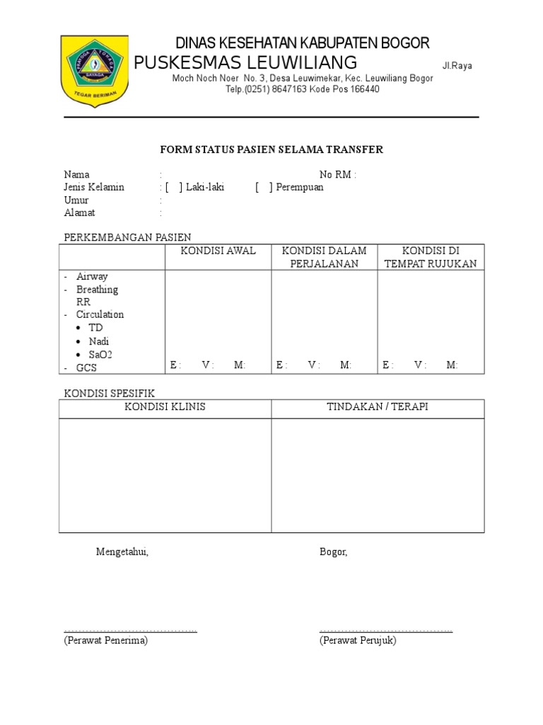 Form Monitoring Selama Rujukan | PDF