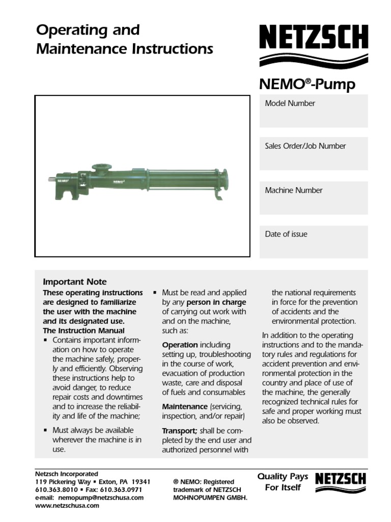 Netzsch 2 | PDF | Pump | Safety