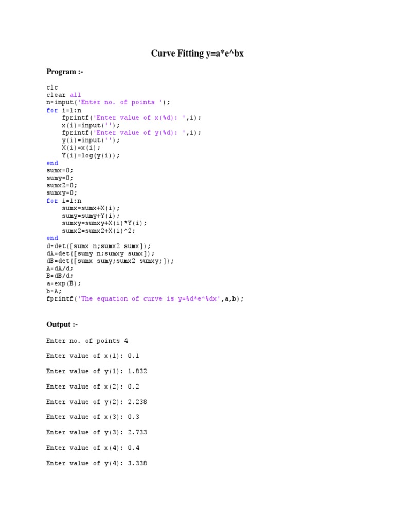 Curve Fitting Exponential Curve | PDF