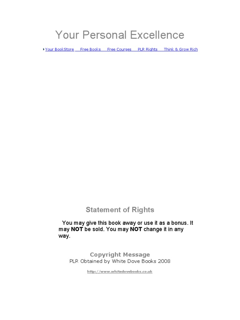 Your Personal Excellence: Statement of Rights | PDF | Self-Improvement