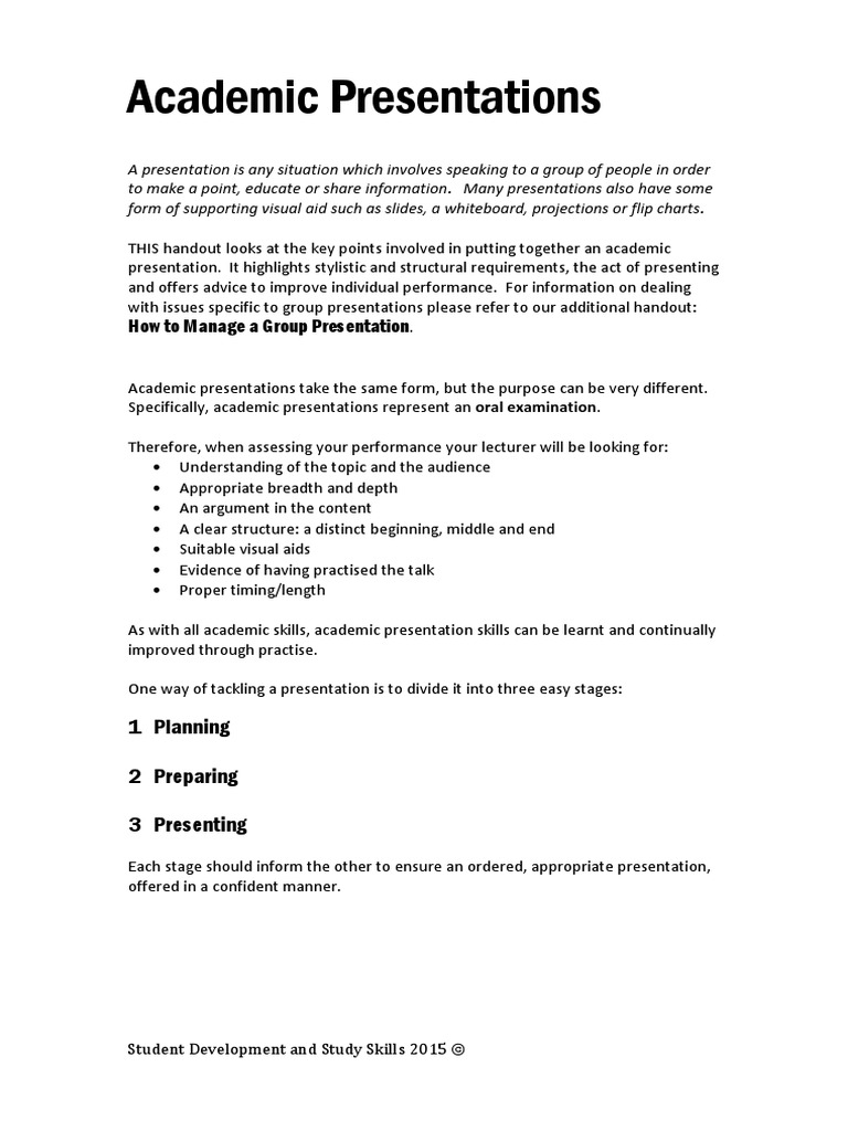 Academic Presentations: How To Manage A Group Presentation | PDF ...