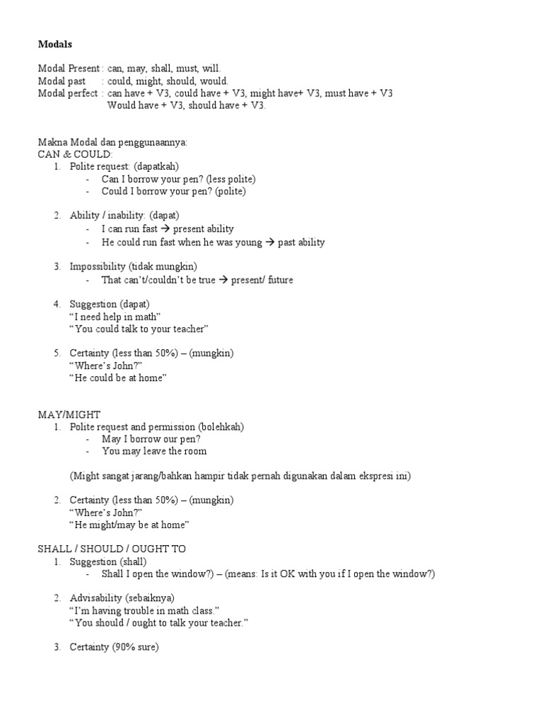 Modals 1 | PDF | Grammar | Syntax