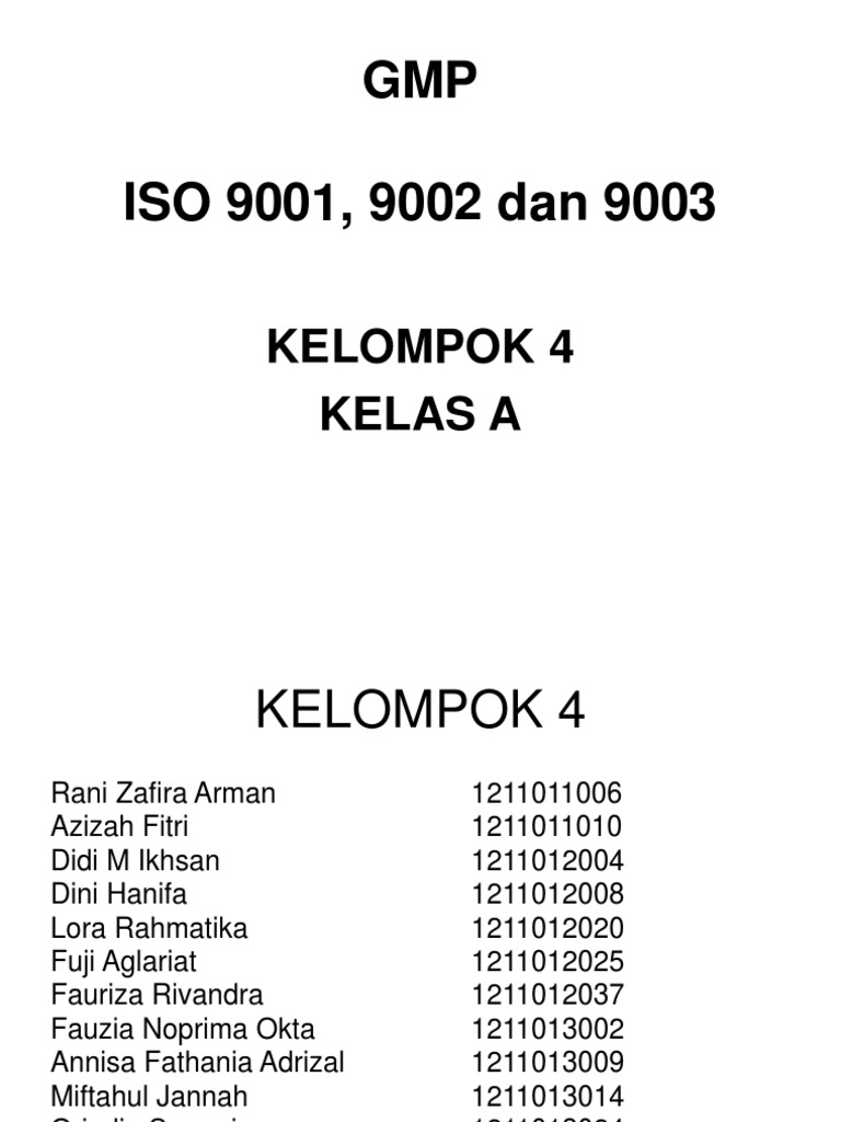 GMP Iso 9001 9002 Dan 9003 | PDF