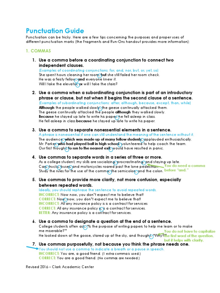 Punctuation Guide: 1. Commas | PDF | Bracket | Comma