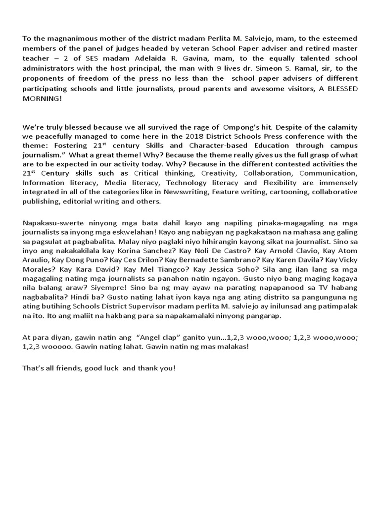 Inspirational Message Campus Journalism | PDF