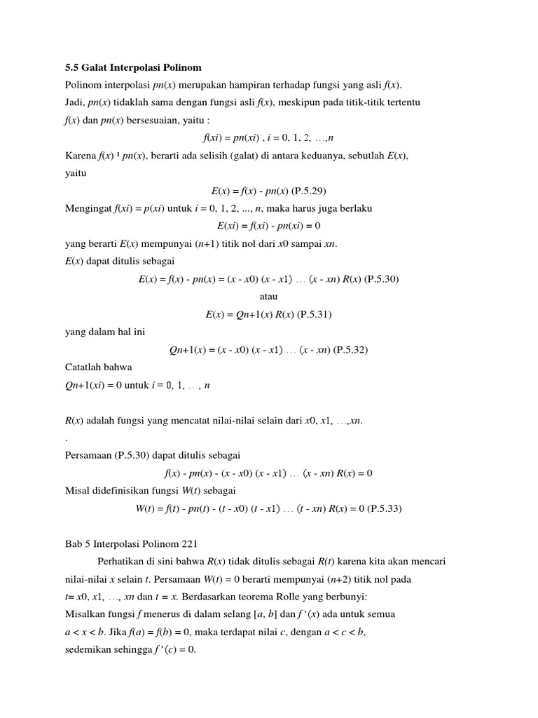 5.5 Galat Interpolasi Polinom | PDF
