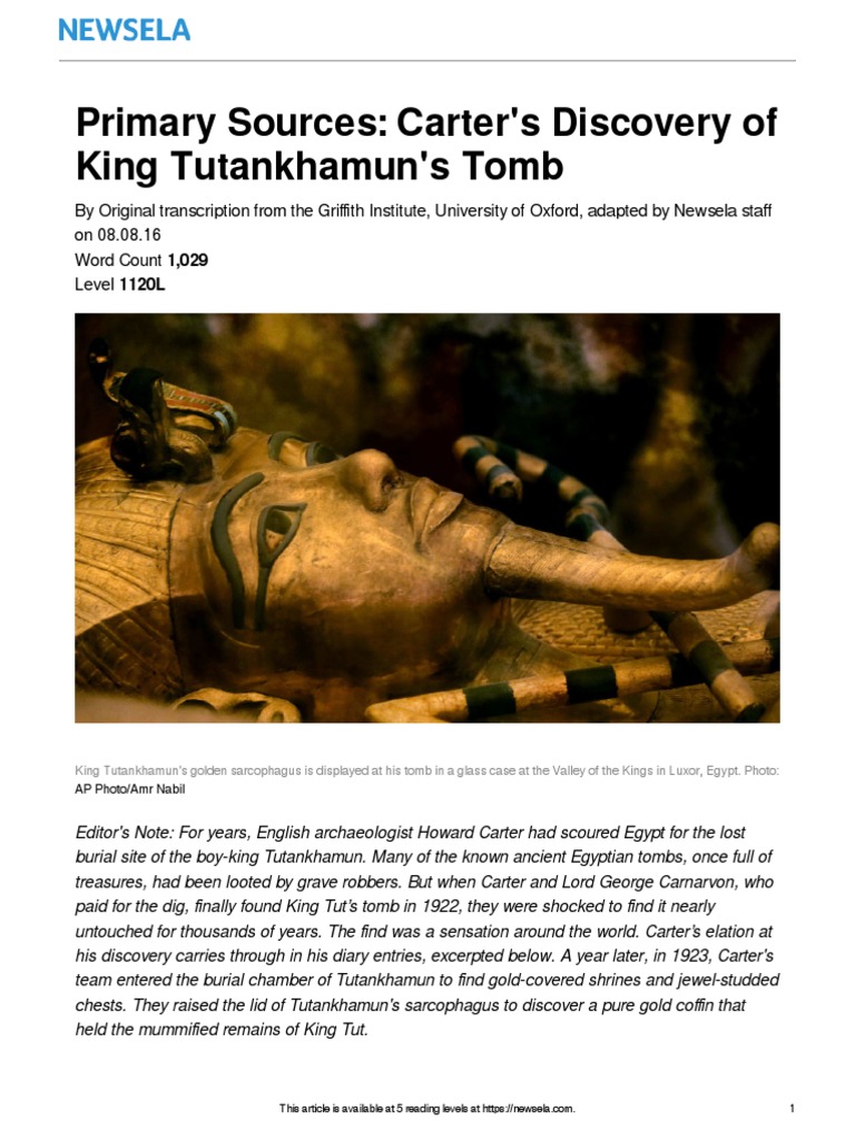 primary-source-carter-king-tut-19805-article only | Tutankhamun