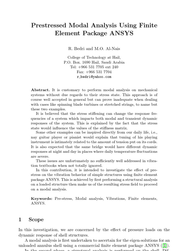 Pre Stressed Modal Analysis Using Finite | PDF | Stress (Mechanics ...