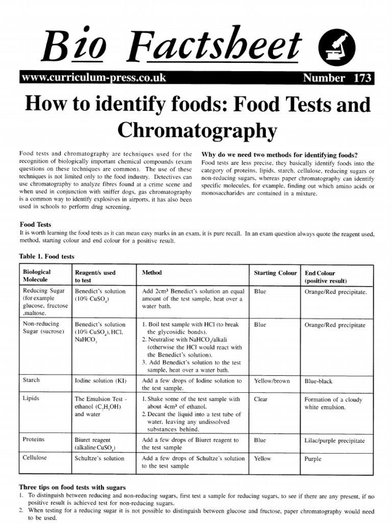 173 Food Tests and Chromatography | PDF | Chromatography | Thin Layer ...