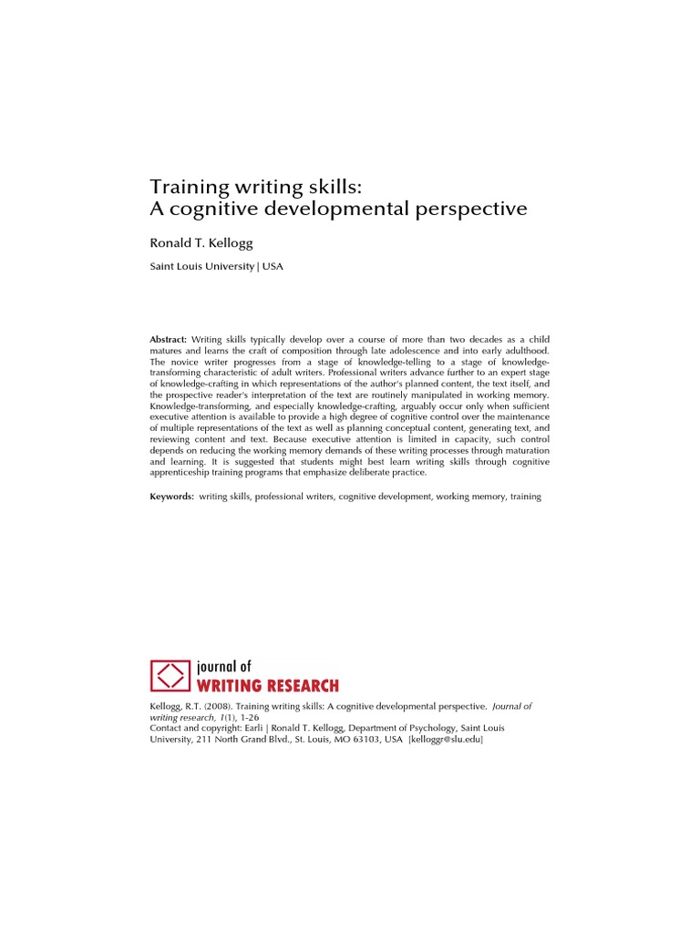 Training Writing Skills PDF | PDF | Working Memory | Memory