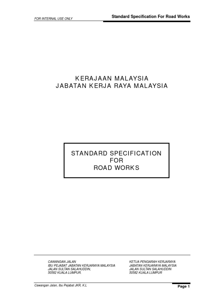 Standard Specification JKR Road | PDF | Road | General Contractor