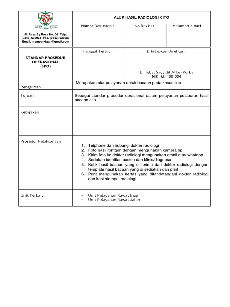 Alur Hasil Radiologi Cito | PDF