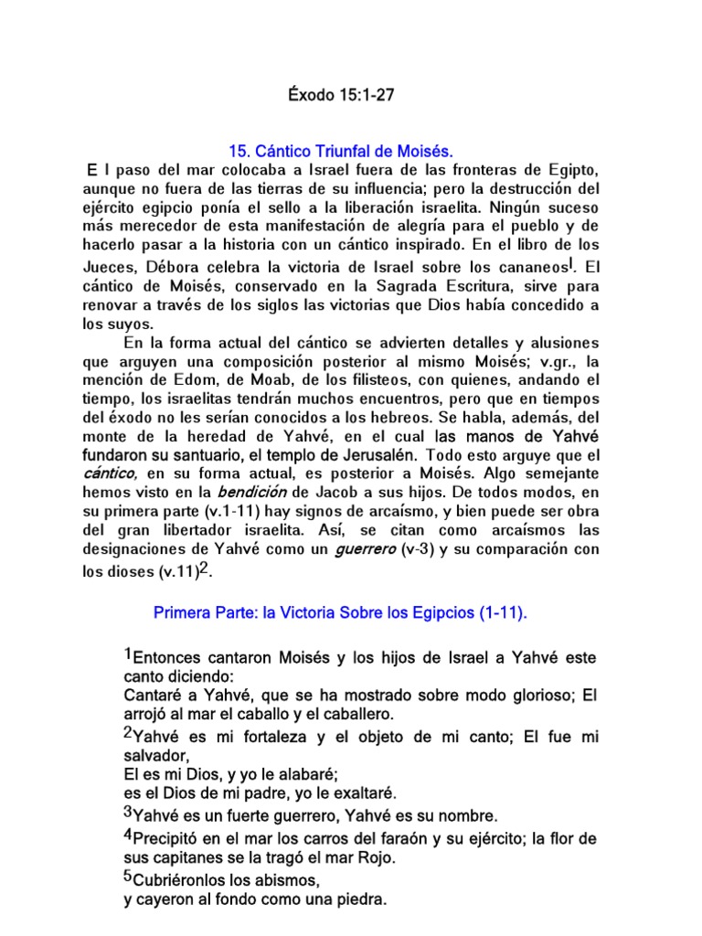 Exodo 15. 1-27 | PDF | Moisés | Libro del éxodo