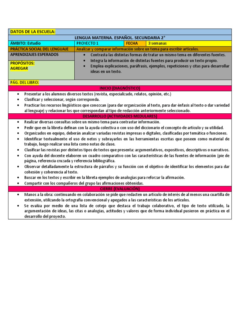 Planificación Segundo Grado Español T1-1 | PDF | Información | Cuentos