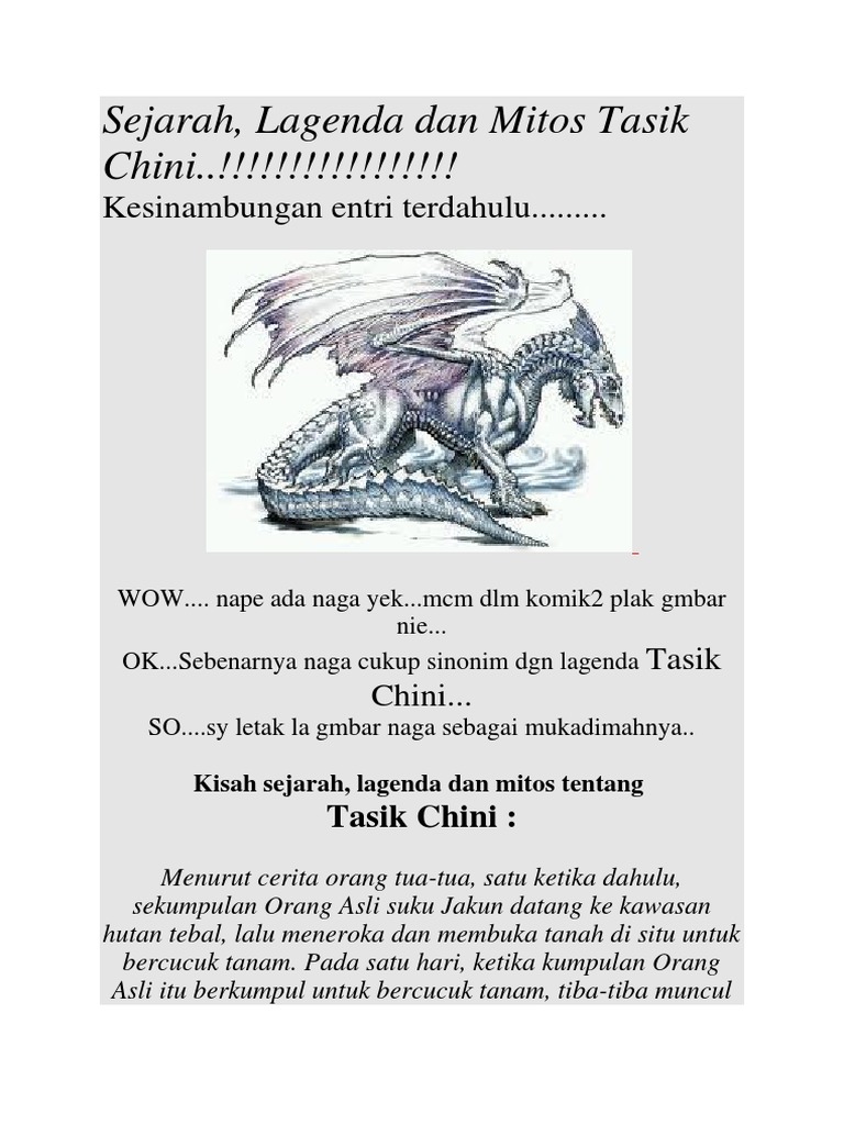Sejarah Naga Tasik Chini | PDF