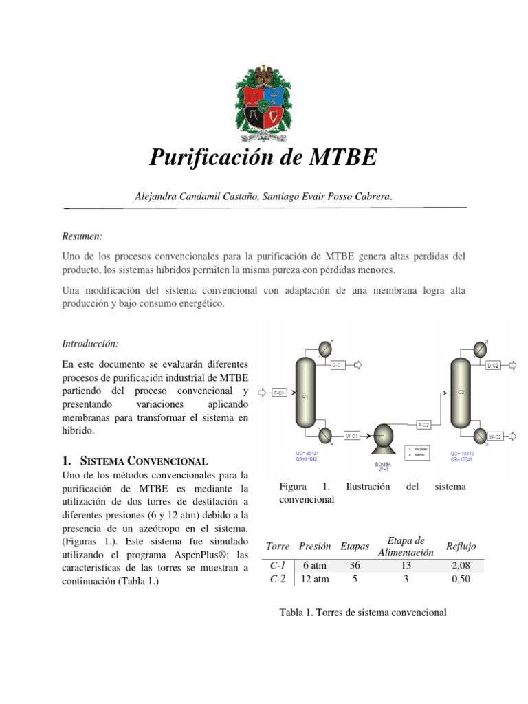 Purificación de MTBE | PDF | Destilación | Química