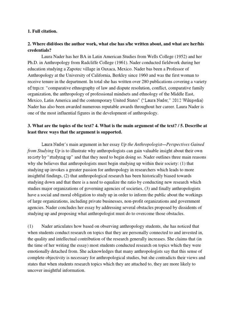 Up The Anthropologist (Laura Nader) | PDF | Anthropology