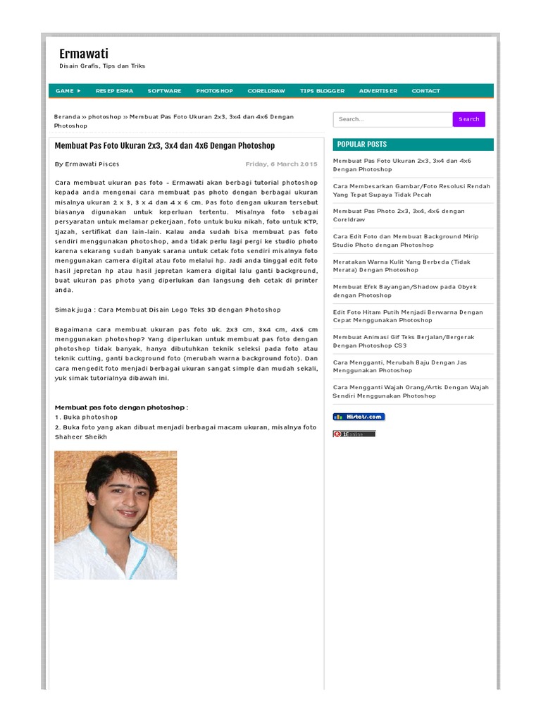 Membuat Pas Foto Ukuran 2x3 3x4 Dan 4x6.html PDF | PDF
