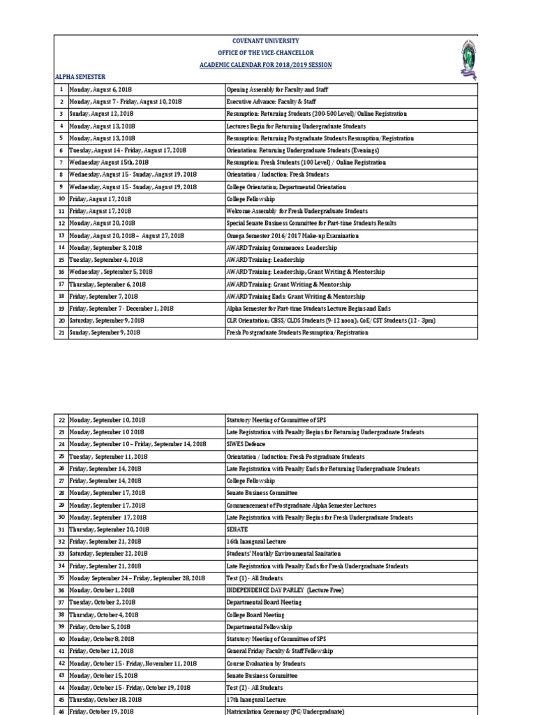 Academic Calendar 2018 - 2019 PDF | PDF | Academic Term | Inquiry
