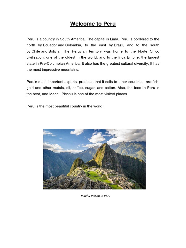 Welcome To Peru: Machu Picchu in Peru | PDF | Travel