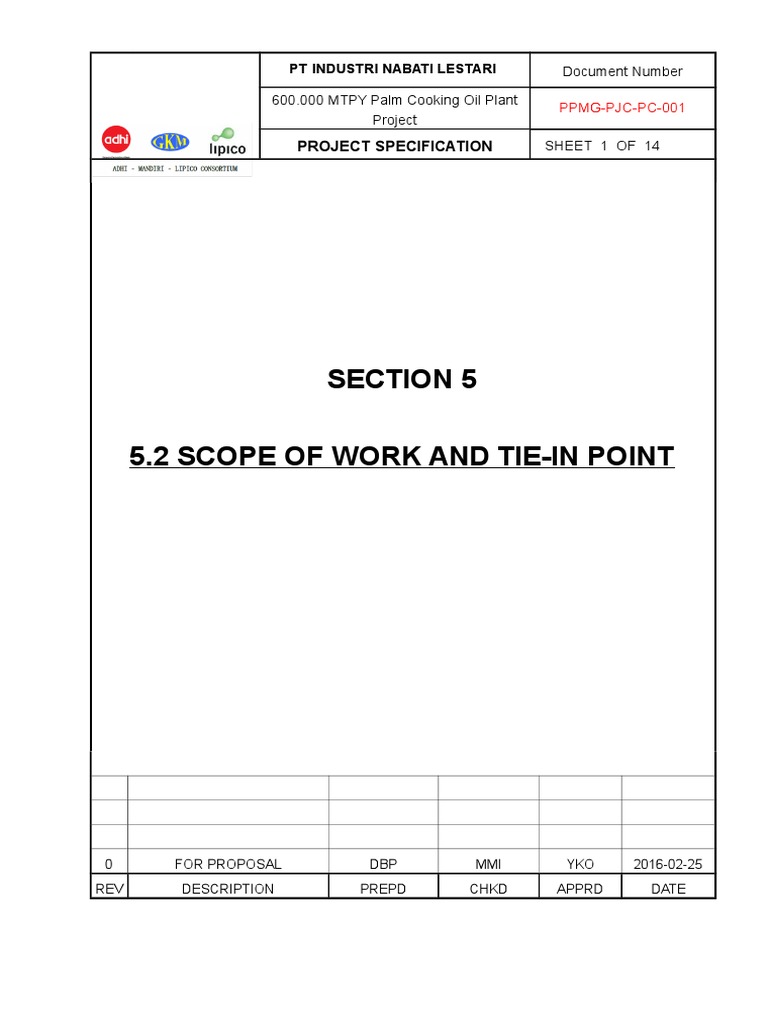5.2 Scope of Work & Tie-In Point - New | PDF | General Contractor | Taxes