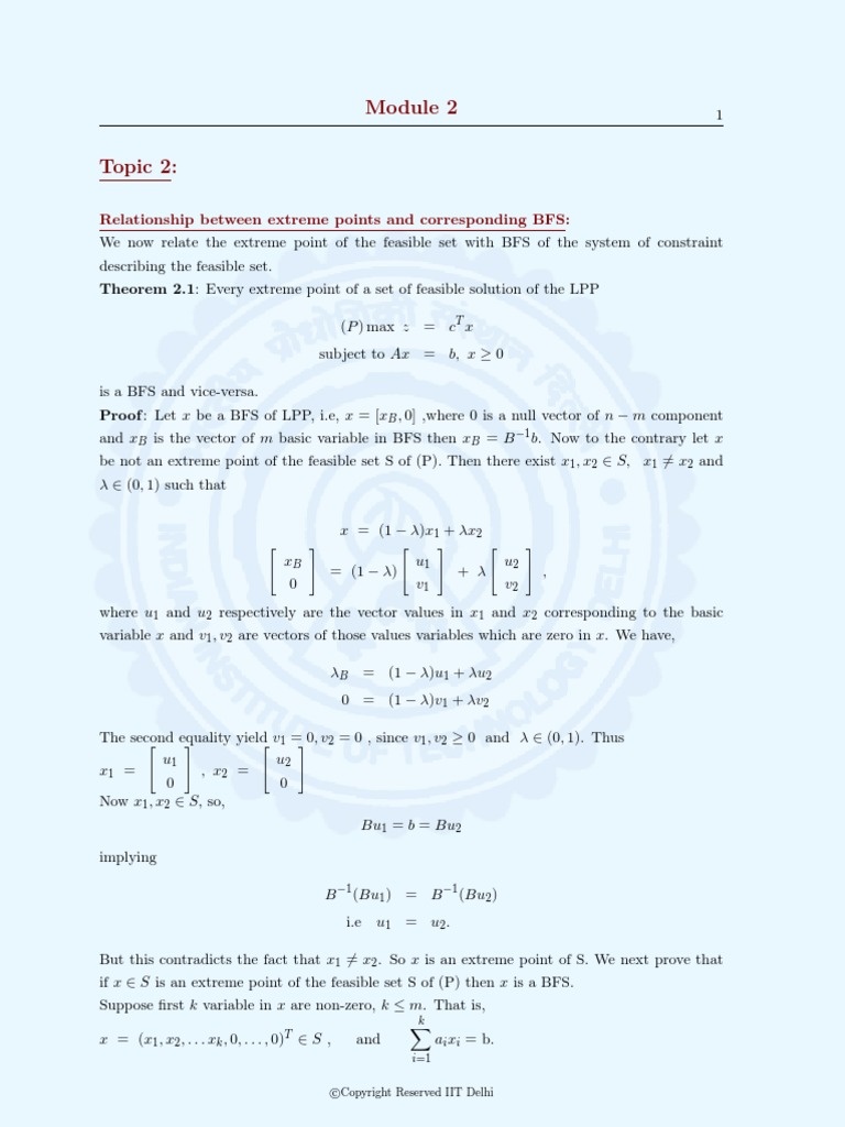 Relationship Between Extreme Points and Corresponding BFS | PDF | Algebra | Abstract Algebra