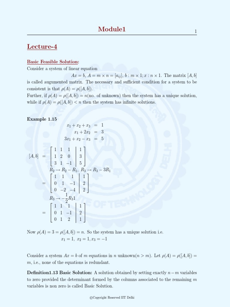 Lecture-4: Basic Feasible Solution | PDF | Abstract Algebra | Mathematical Objects