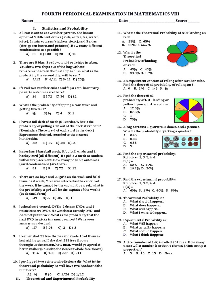 Math 8 4th PT | PDF | Probability | Teaching Mathematics