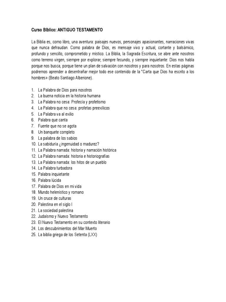 Curso Bíblico: Antiguo Testamento | PDF | Filosofía