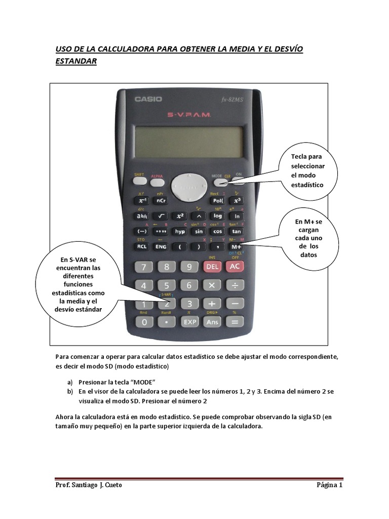 Guía de Cálculo Estadístico en Calculadora | PDF | Calculadora | Desviación Estándar