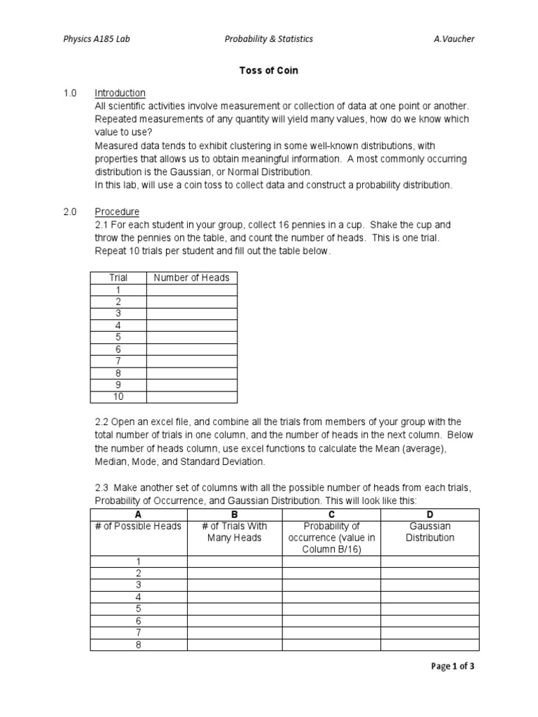 Coin Toss Lab: Probability & Statistics | PDF | Normal Distribution ...