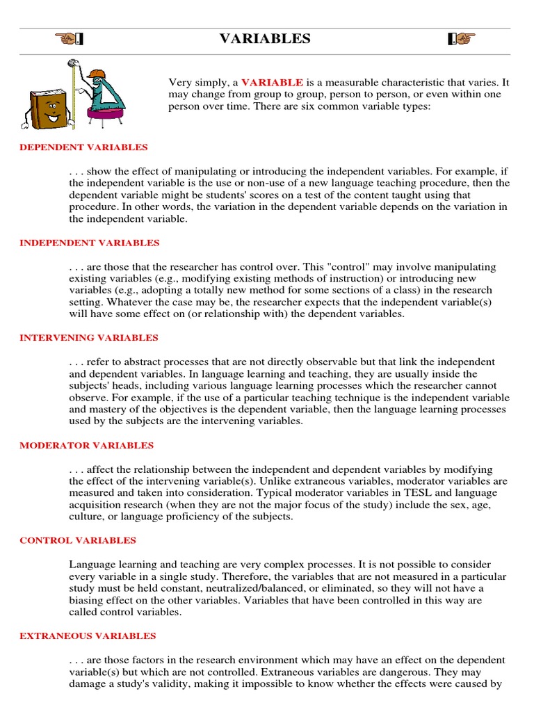 Variables: Variable | PDF | Dependent And Independent Variables | Categorical Variable