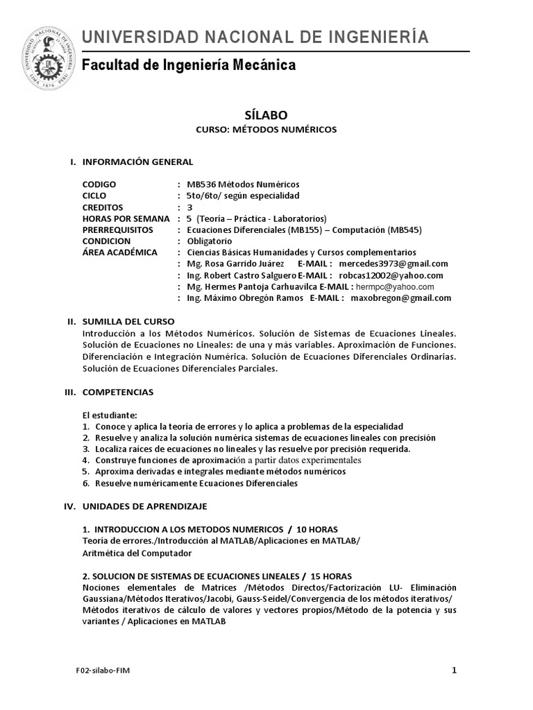 MB536 - Metodos Numericos | PDF | Análisis numérico | Ecuaciones diferenciales