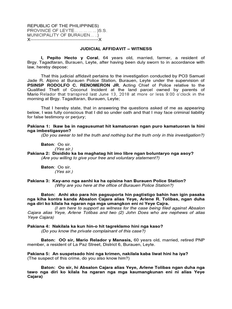 Judicial Affidavit Witness | Perjury | Affidavit