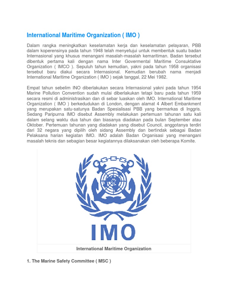 International Maritime Organization | PDF
