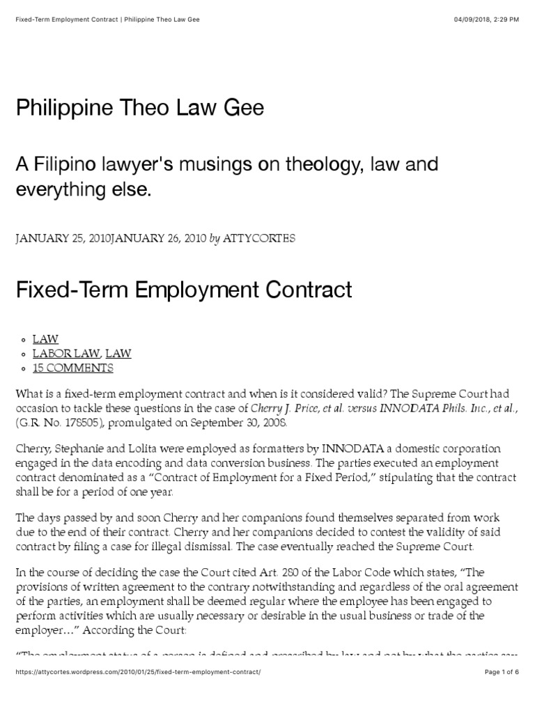 Fixed-Term Employment Contract | PDF | Employment | Labour Law