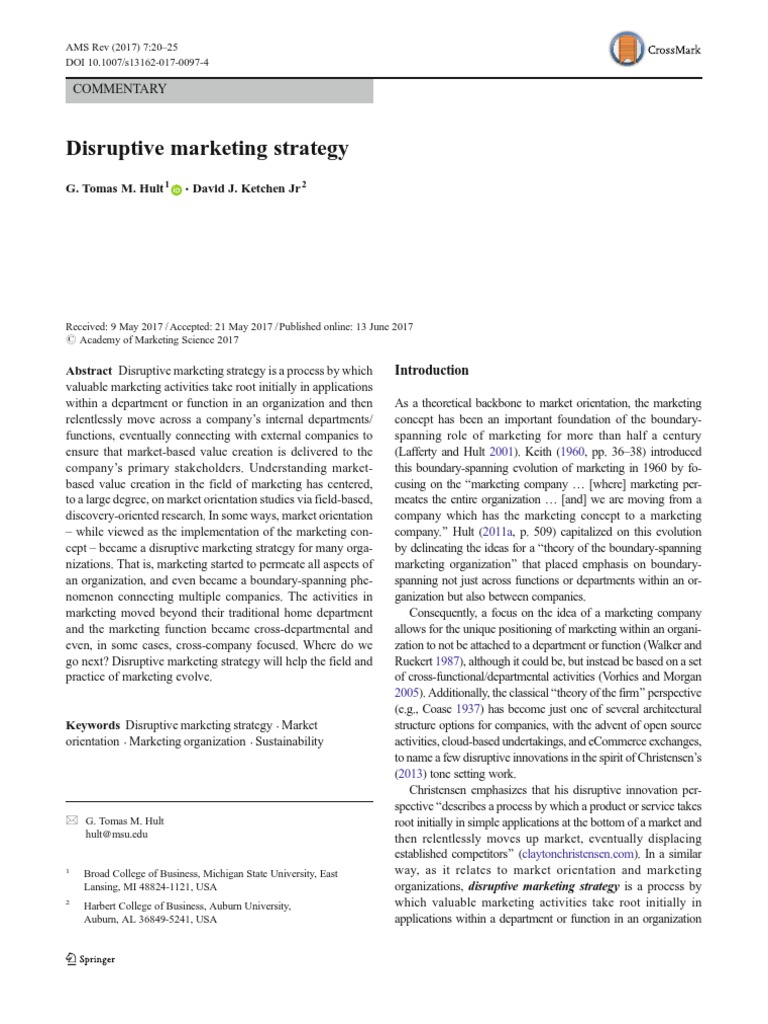Disruptive Marketing Strategy: Commentary | PDF | Strategic Management ...