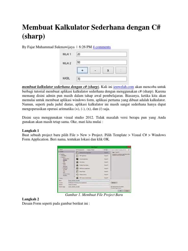 Kalkulator Sederhana dengan C# | PDF