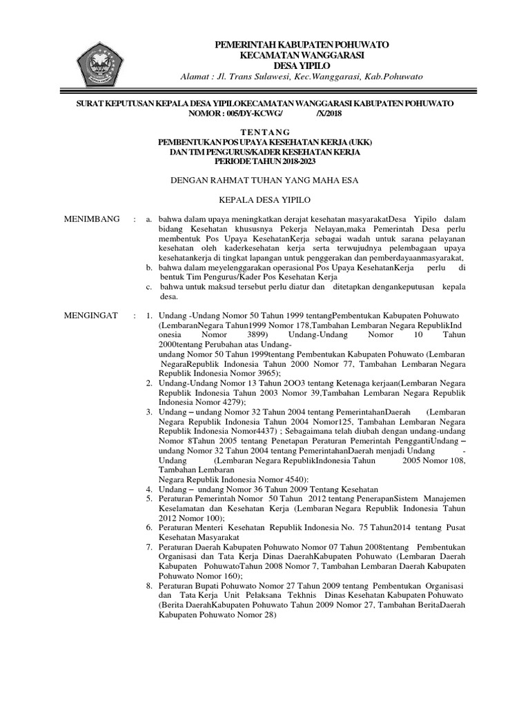 SK Pos Ukk (Contoh) | PDF