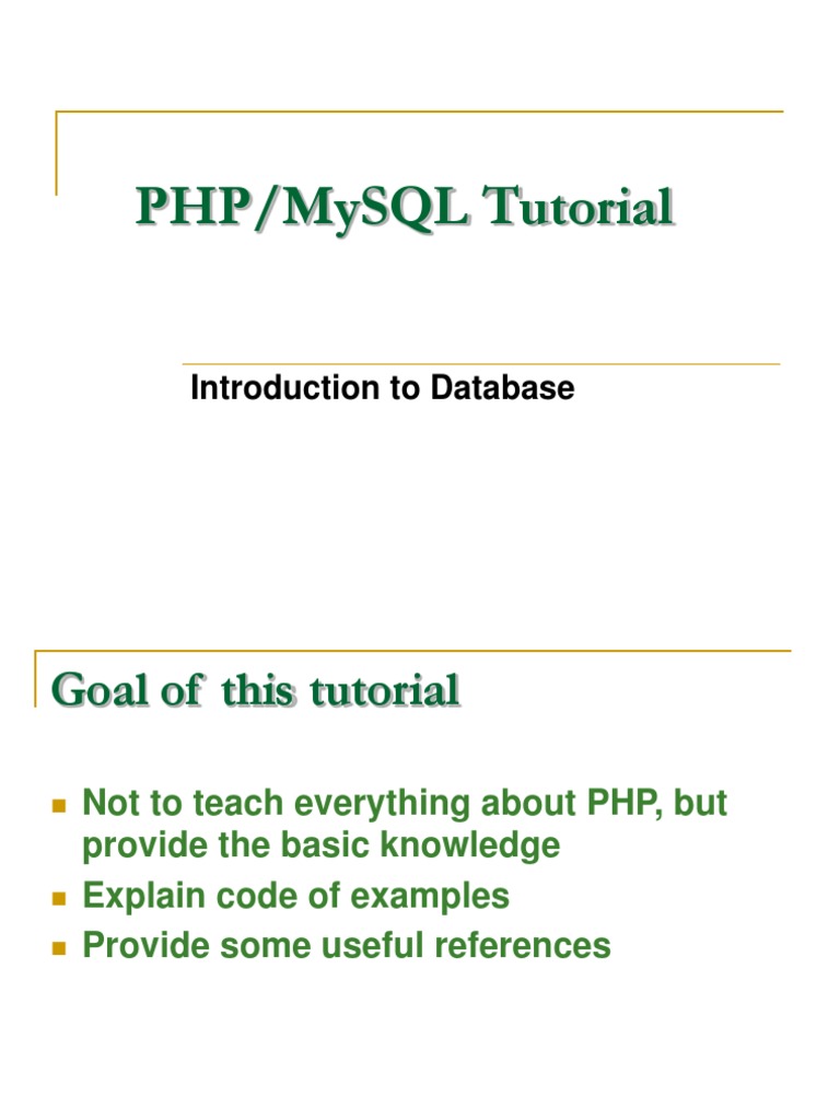 Php/Mysql Tutorial: Introduction To Database | PDF | Http Cookie | Php