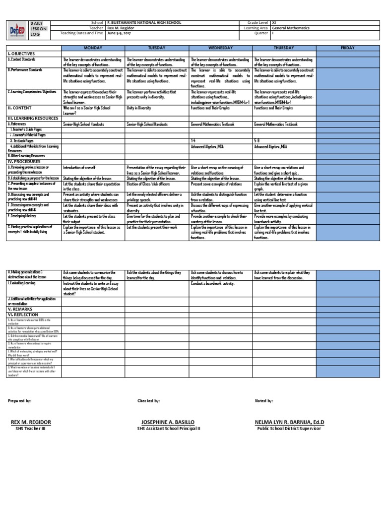 DLL Gen MATH - Q1 | PDF | Asymptote | Function (Mathematics)