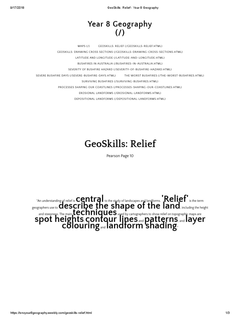 GeoSkills - Relief - Year 8 Geography | PDF | Contour Line | Map